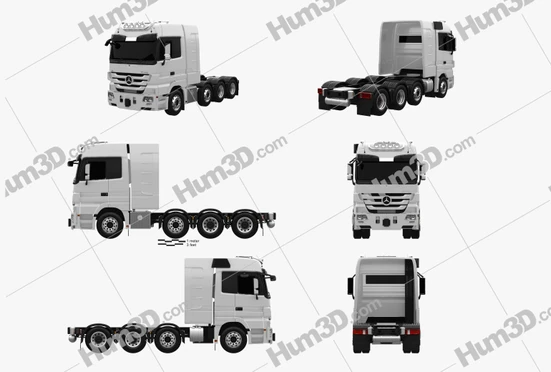 Mercedes Actros blueprints Download in PNG - 3DModels.org
