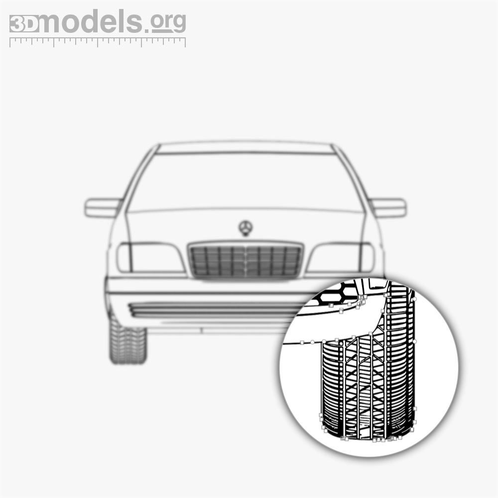 Mercedes-Benz S-class (W140) 2006 Vector Blueprint - 3DModels.org