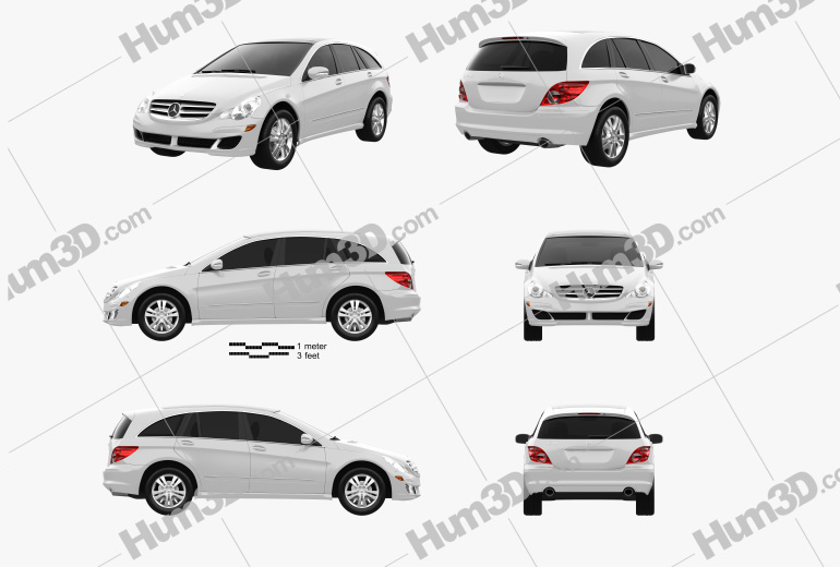 Mercedes-Benz R-Class (W251) 2010 Blueprint Template - 3DModels.org