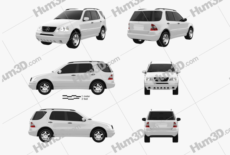 Mercedes-Benz M-Class (W163) 2005 Blueprint Template - 3DModels.org