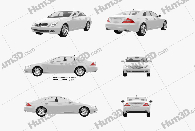 Mercedes-Benz CLS-class (C219) 2011 Blueprint Template - 3DModels.org