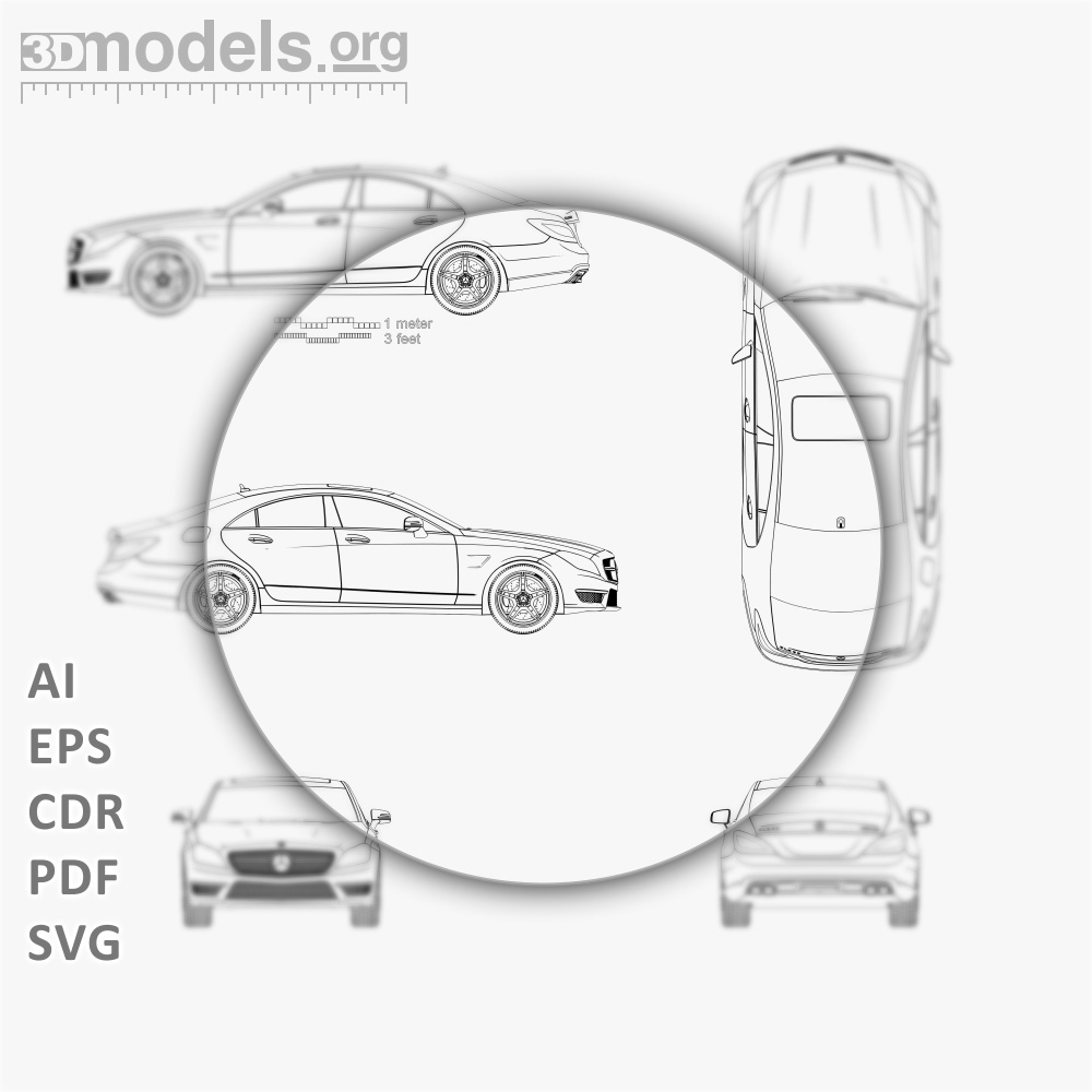 Mercedes-Benz CLS-class 63 AMG 2016 Vector Blueprint - 3DModels.org