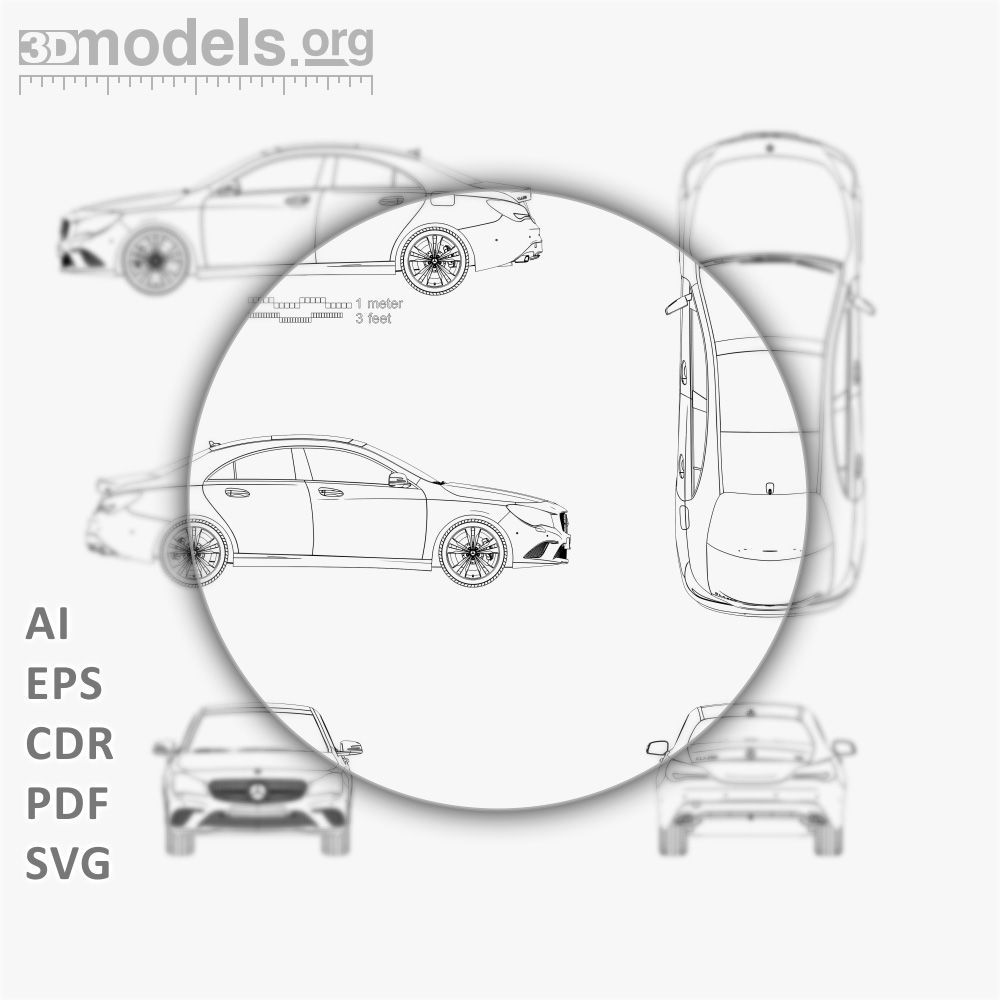 Mercedes-Benz CLA-class (C117) 2016 Vector Blueprint - 3DModels.org