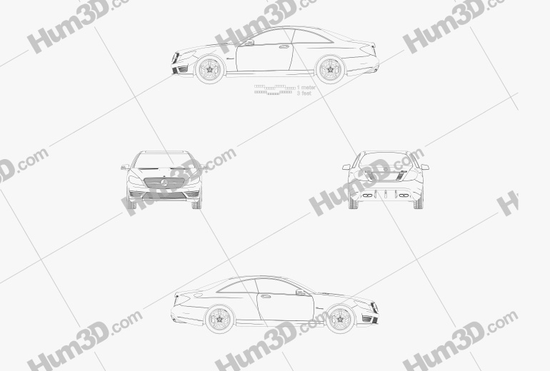 Mercedes-Benz CL-class 65 AMG 2014 Blueprint - 3DModels.org