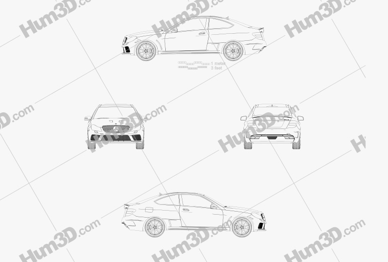 Mercedes-Benz C-class 63 AMG Coupe Black Series 2015 Blueprint ...