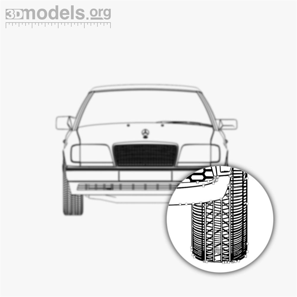Mercedes-Benz E-class convertible 1996 Vector Blueprint - 3DModels.org
