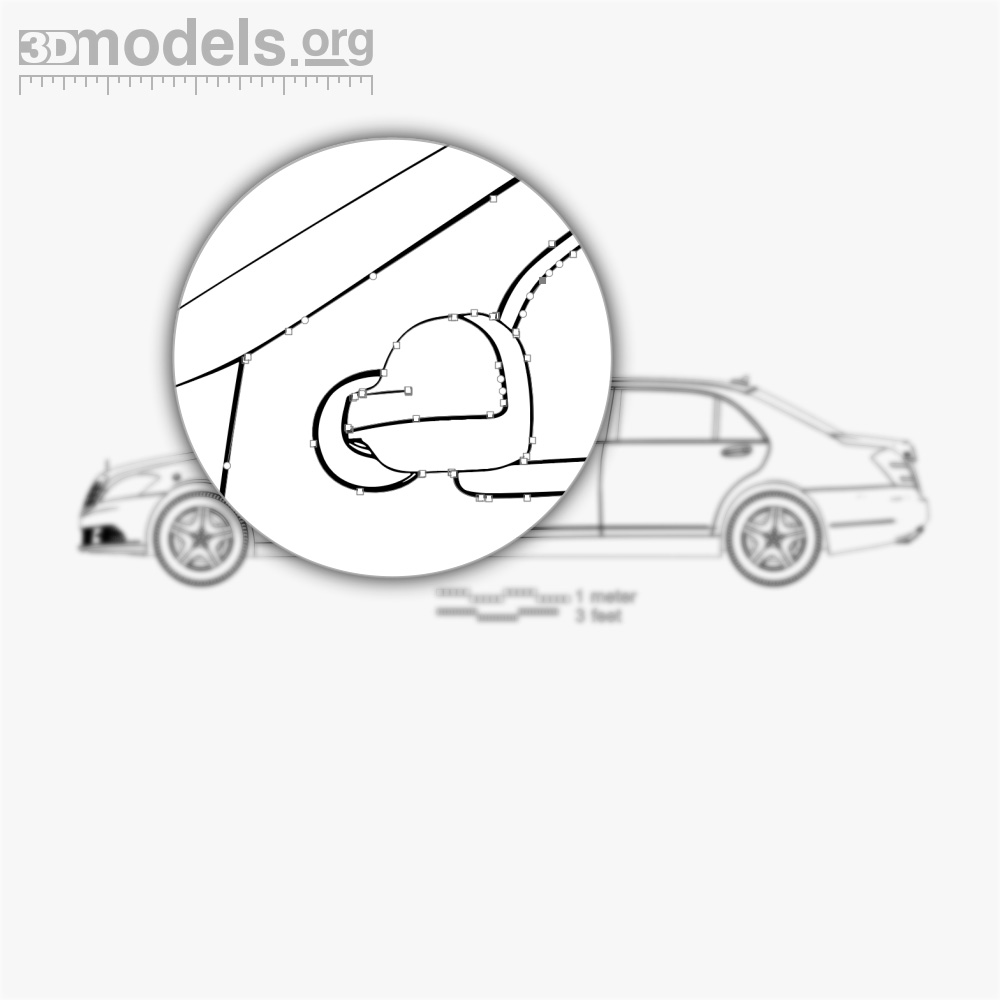 Mercedes-Benz S-class (W221) Pullman 2013 Vector Blueprint - 3DModels.org