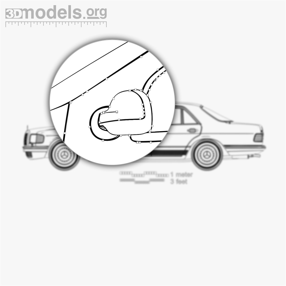 Mercedes-Benz S-class (W126) 1993 Vector Blueprint - 3DModels.org
