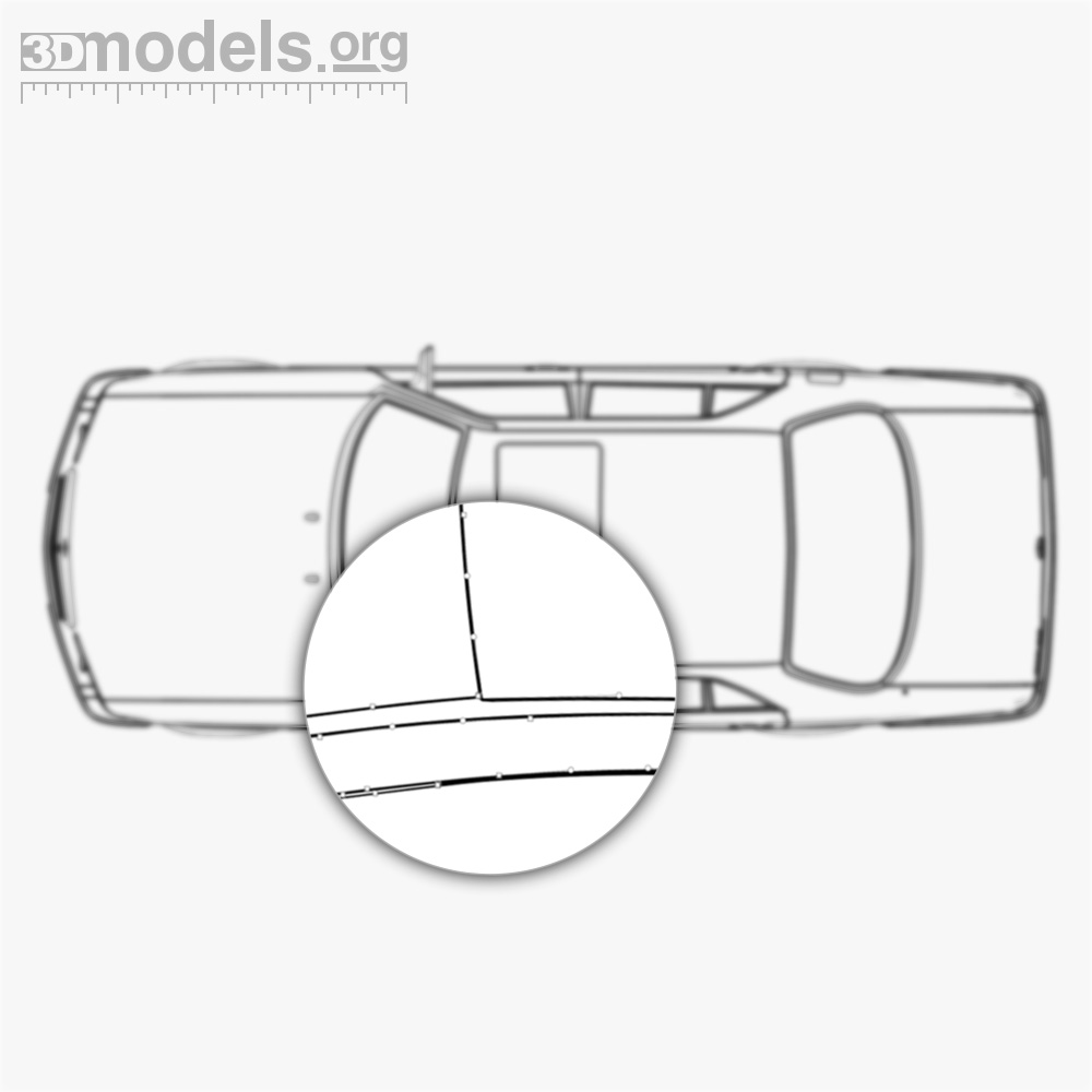 Mercedes-Benz S-class (W126) 1993 Vector Blueprint - 3DModels.org