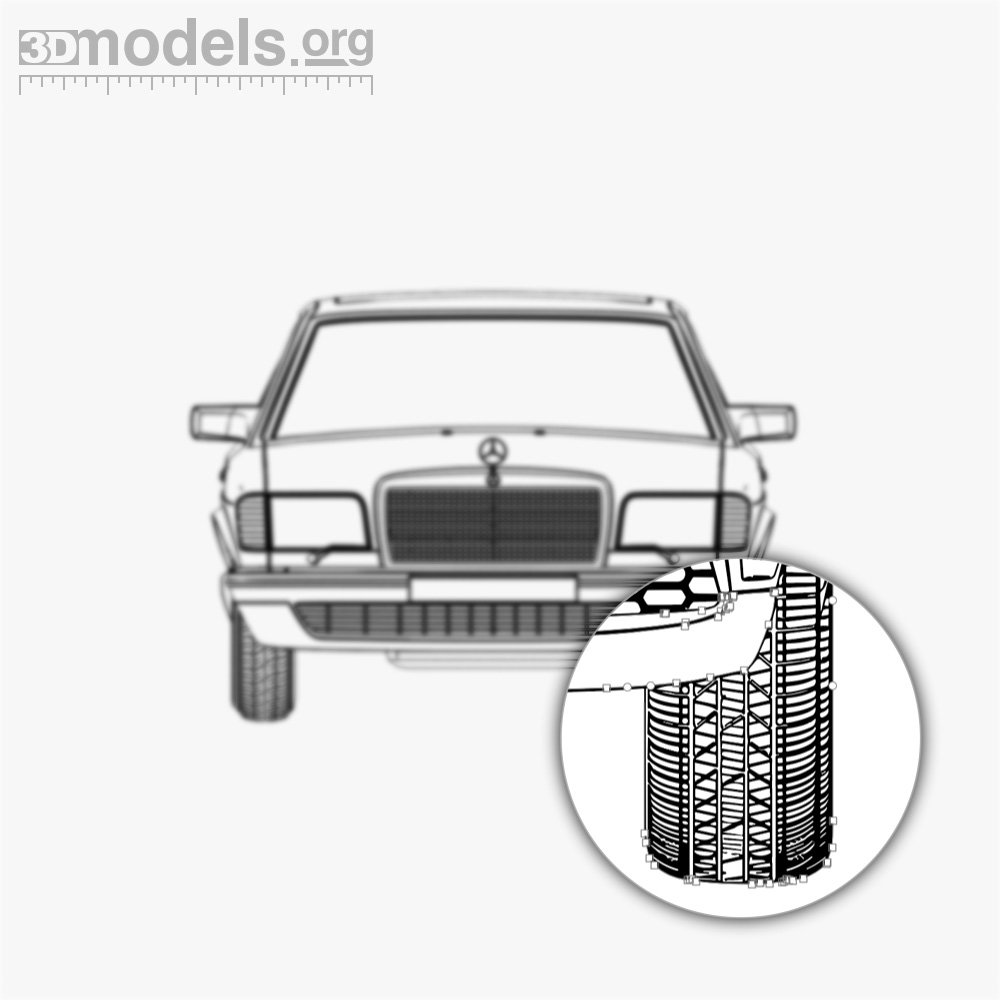 Mercedes-Benz S-class (W126) 1993 Vector Blueprint - 3DModels.org