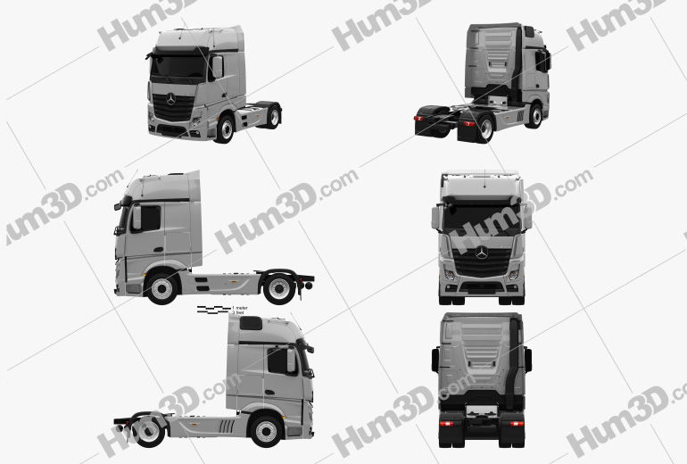 Mercedes Actros blueprints Download in PNG - 3DModels.org
