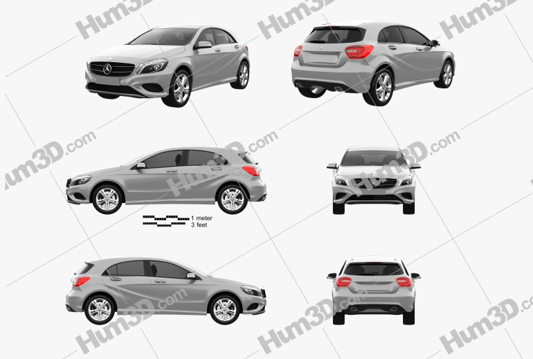 Mercedes-Benz A-class (W176) Urban Package 2016 Blueprint Template ...