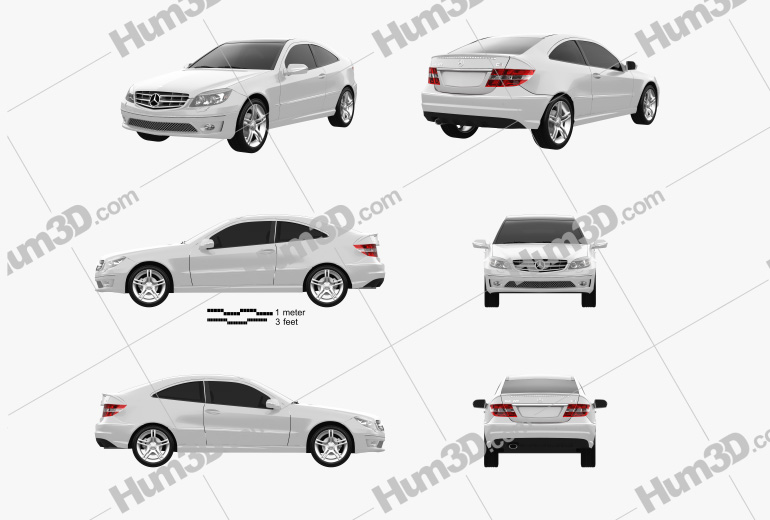 Mercedes-Benz CLC-class (CL203) 2011 Blueprint Template - 3DModels.org