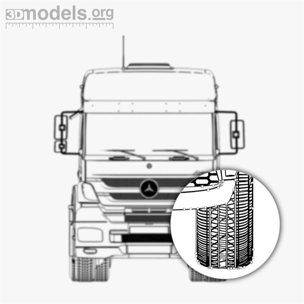 Mercedes-Benz Axor Tractor Truck 2016 Vector Blueprint - 3DModels.org