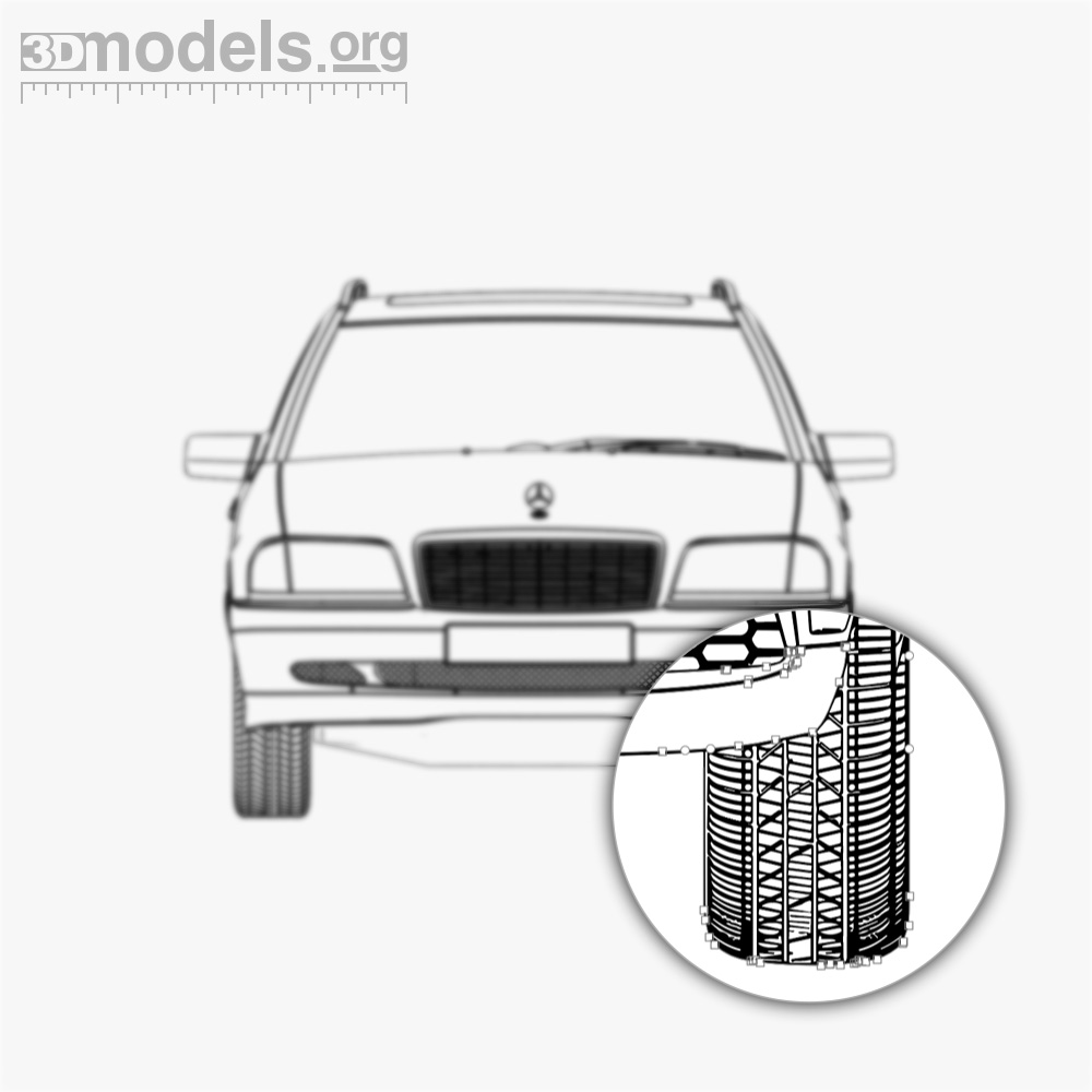 Mercedes-Benz C-class (S202) estate 2000 Vector Blueprint - 3DModels.org