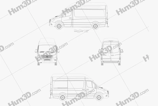 Mercedes Sprinter blueprints Download in PNG - 3DModels.org