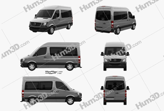 Mercedes Sprinter blueprints Download in PNG - 3DModels.org