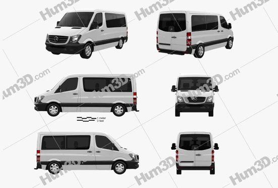 Mercedes Sprinter blueprints Download in PNG - 3DModels.org
