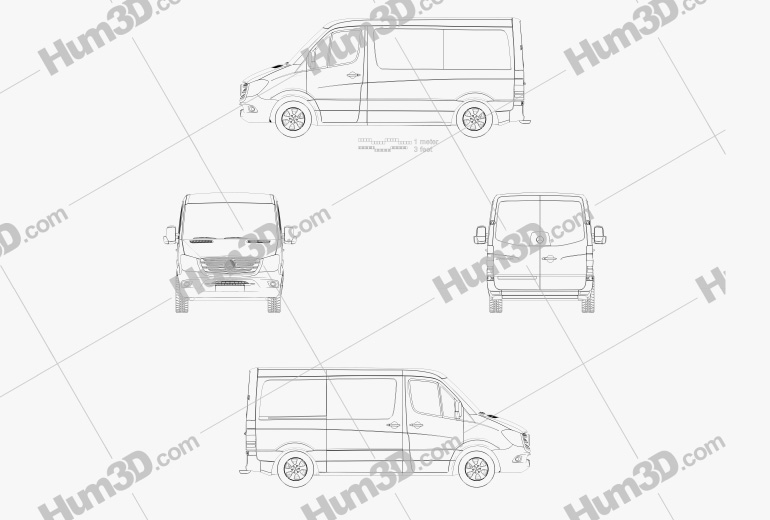 Mercedes-Benz Sprinter 승객용 밴 CWB SR 2016 도면 - 3DModels.org