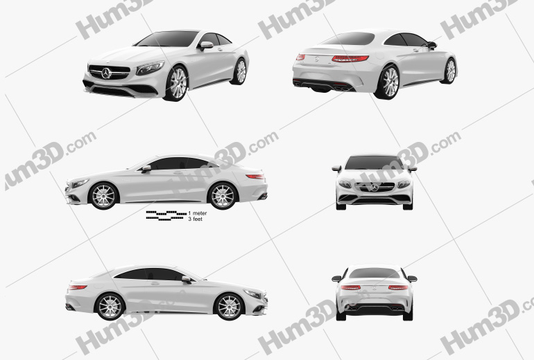 Mercedes-Benz S-class 63 AMG (C217) coupe 2020 Blueprint Template ...