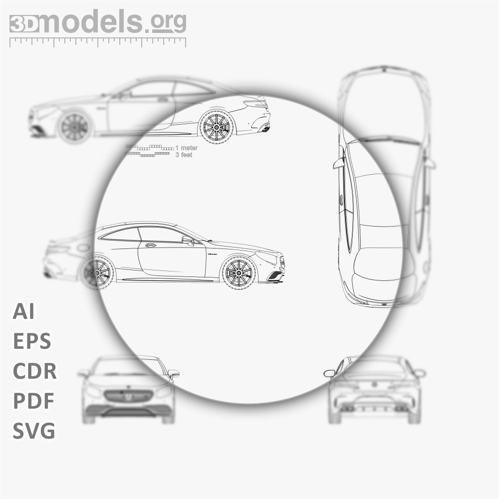 Mercedes-Benz S-class 63 AMG (C217) coupe 2020 Vector Blueprint ...