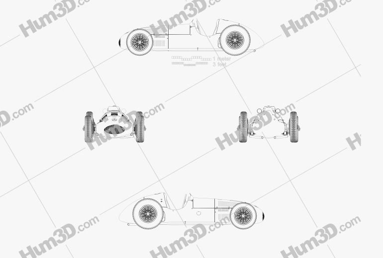 Mercedes-Benz W165 1939 Blueprint - 3DModels.org