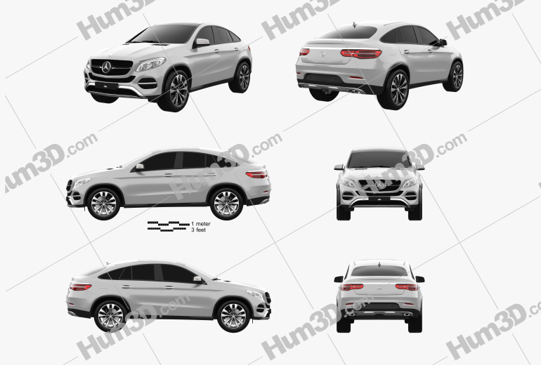 Mercedes-Benz GLE-class coupe 2017 Blueprint Template - 3DModels.org