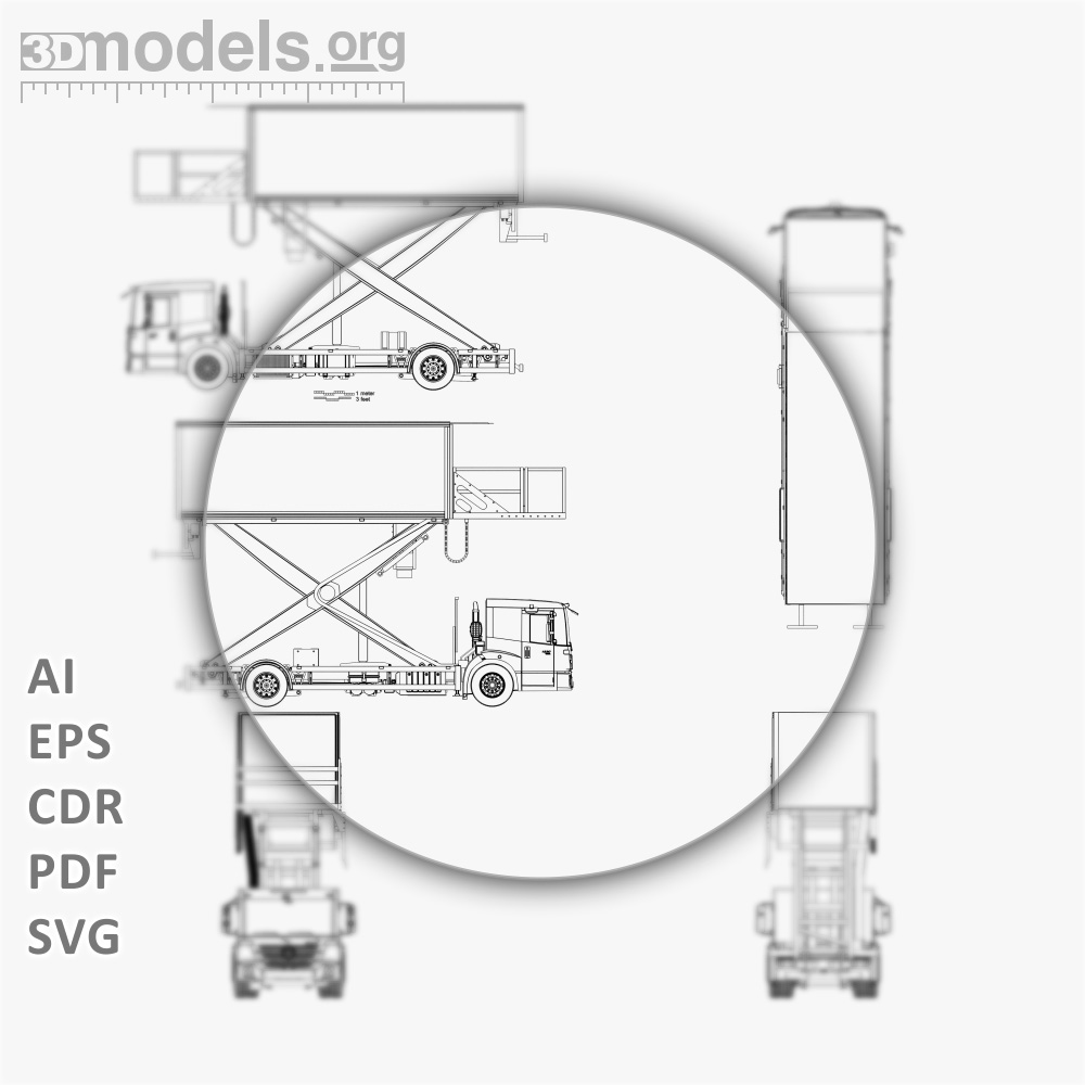 Mercedes-Benz Econic Airport Lift Platform Truck 2016 Vector Blueprint ...