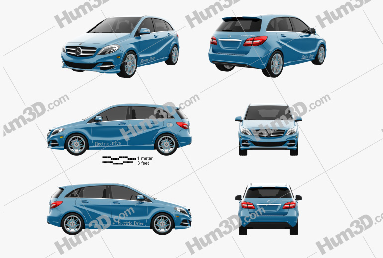 Mercedes-Benz B-class (W242) Electric Drive 2017 Blueprint Template ...