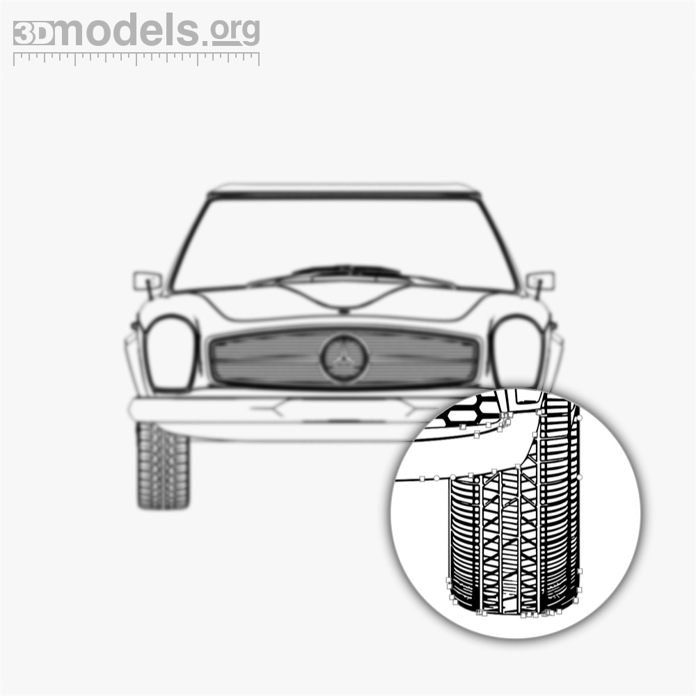 Mercedes-Benz SL-class (W113) 1963 Vector Blueprint - 3DModels.org