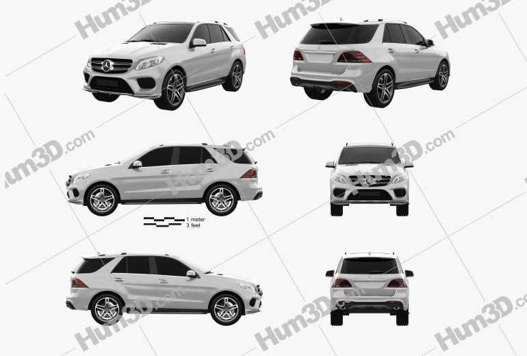 Mercedes-Benz GLE-class (W166) AMG Line 2017 Blueprint Template ...