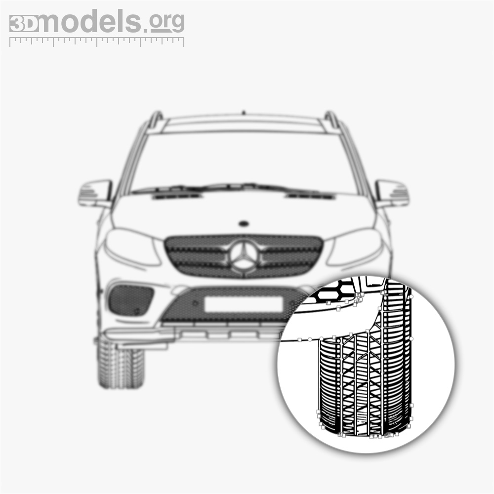 Mercedes-Benz Clase GLE (W166) AMG Line 2017 Plano Vectorial - 3DModels.org