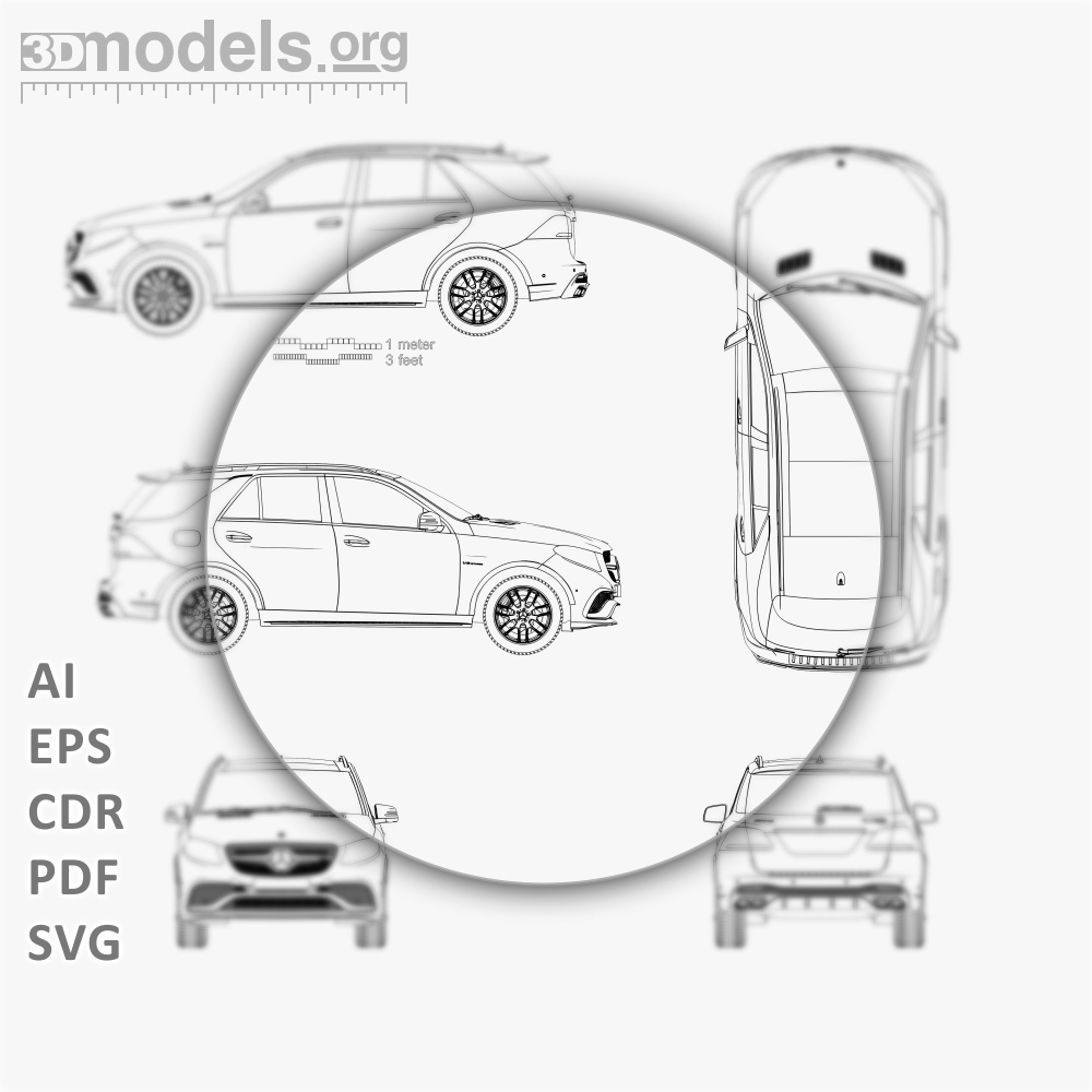 Mercedes-Benz GLE-class (W166) AMG 2017 Vector Blueprint - 3DModels.org