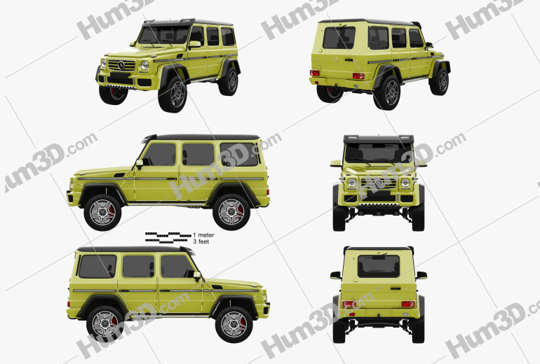 Mercedes-Benz G-class 4×4-2 2017 Blueprint Template - 3DModels.org