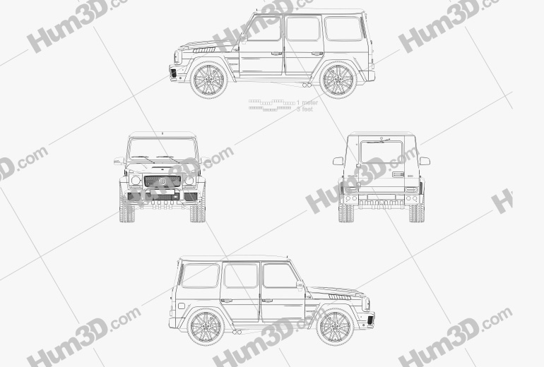 Mercedes-Benz G 클래스 G800 Brabus Widestar 2015 도면 - 3DModels.org