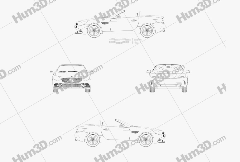 Mercedes-Benz SLC-клас 2020 Креслення - 3DModels.org