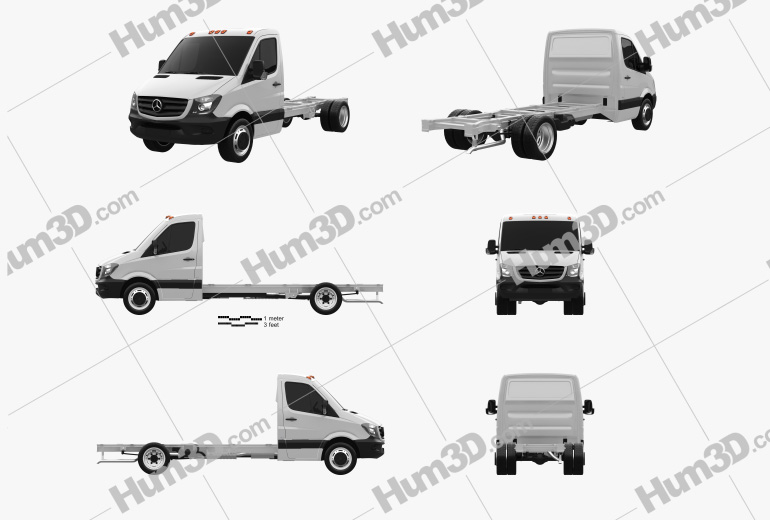Mercedes-Benz Sprinter Single Cab Chassis LWB 2016 Blueprint Template ...