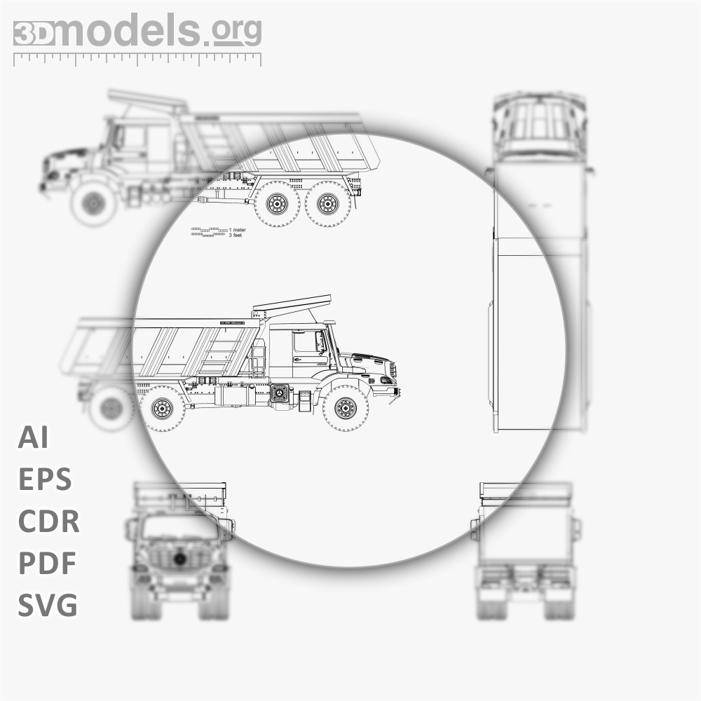 Mercedes-Benz Zetros Meiller Hinterkipper M325 Dump Truck 2024 Vector ...
