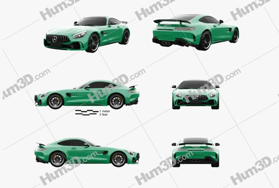 Mercedes amg gt blueprints Download in PNG - 3DModels.org