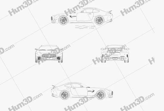 Mercedes amg gt blueprints Download in PNG - 3DModels.org