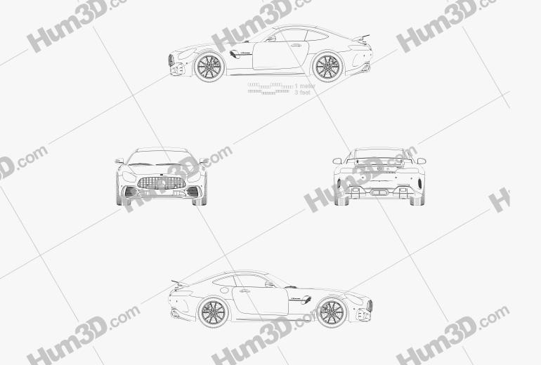 Mercedes-Benz AMG GT R 2017 Blueprint - 3DModels.org