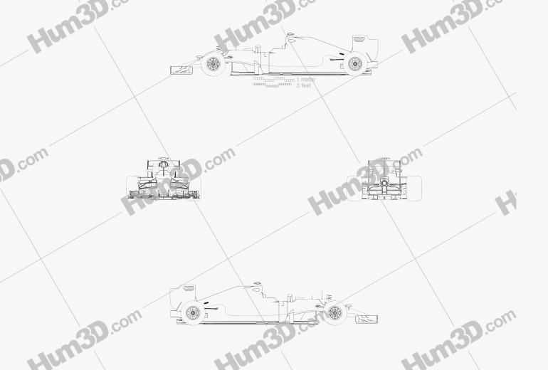 Mercedes-Benz AMG W07 F1 2016 Blueprint - 3DModels.org