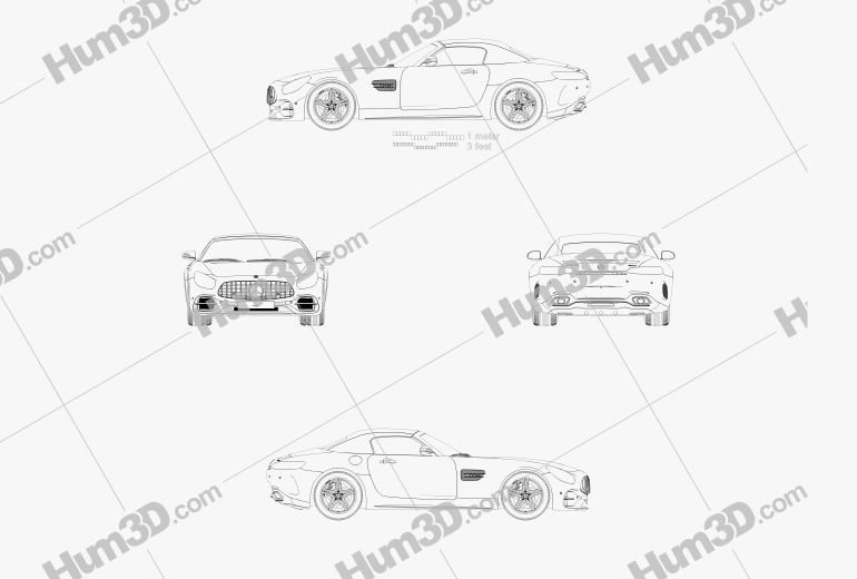 Mercedes-Benz AMG GT C Roadster 2018 Blueprint - 3DModels.org