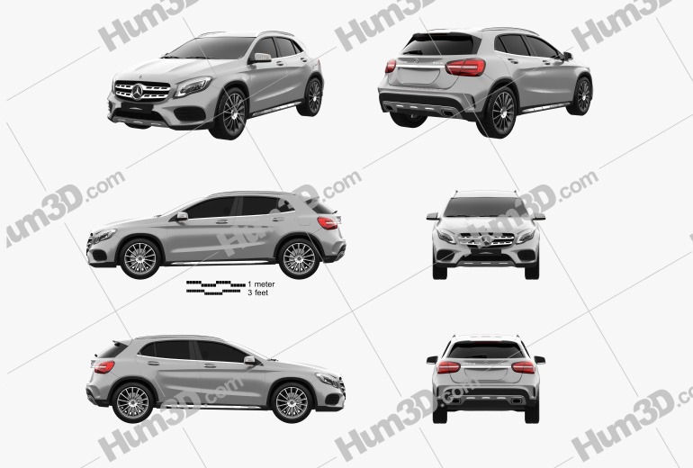 Mercedes-Benz GLA-class (X156) AMG Line 2020 Blueprint Template ...