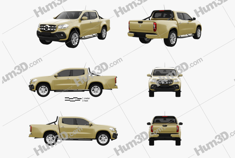 Mercedes-Benz X-Class Progressive 2020 Blueprint Template - 3DModels.org