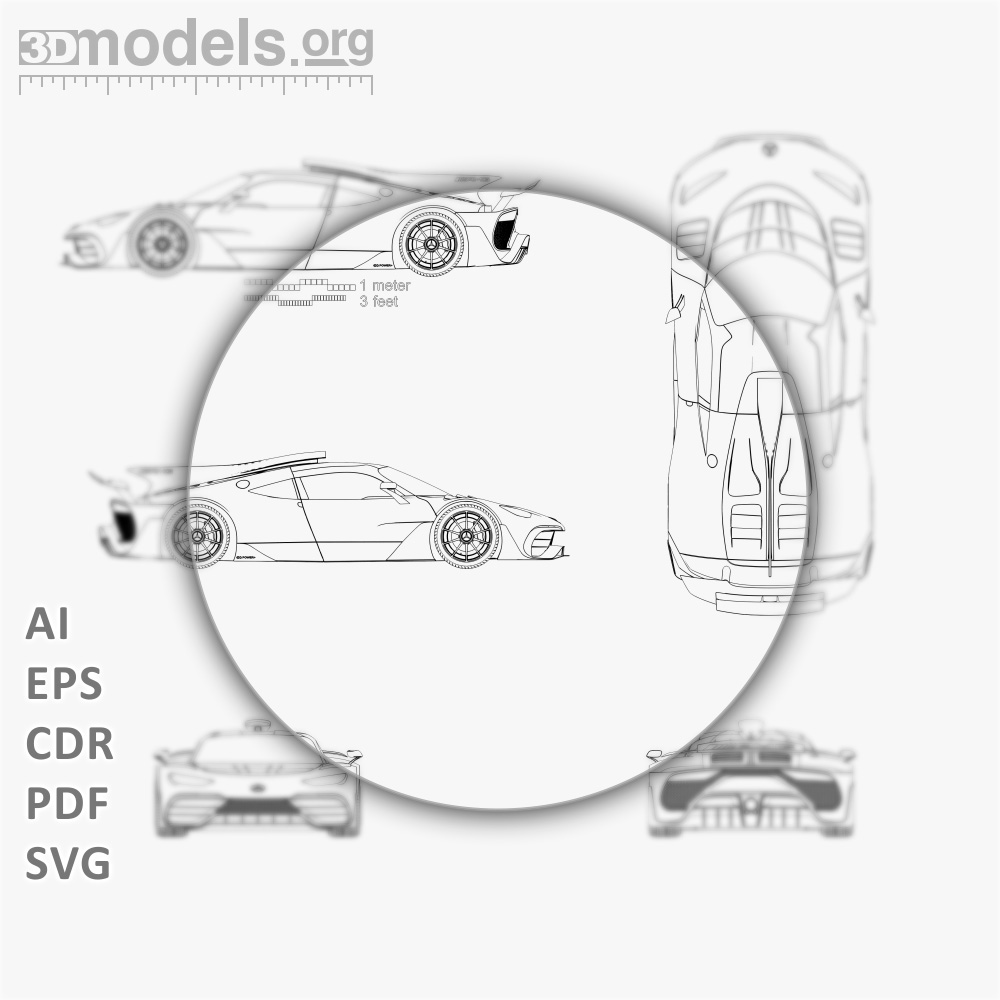 Mercedes-AMG Project ONE 2020 Vector Blueprint - 3DModels.org