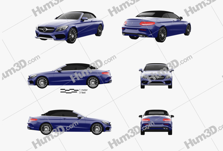 Mercedes-Benz C-class (A205) convertible AMG line 2020 Blueprint ...