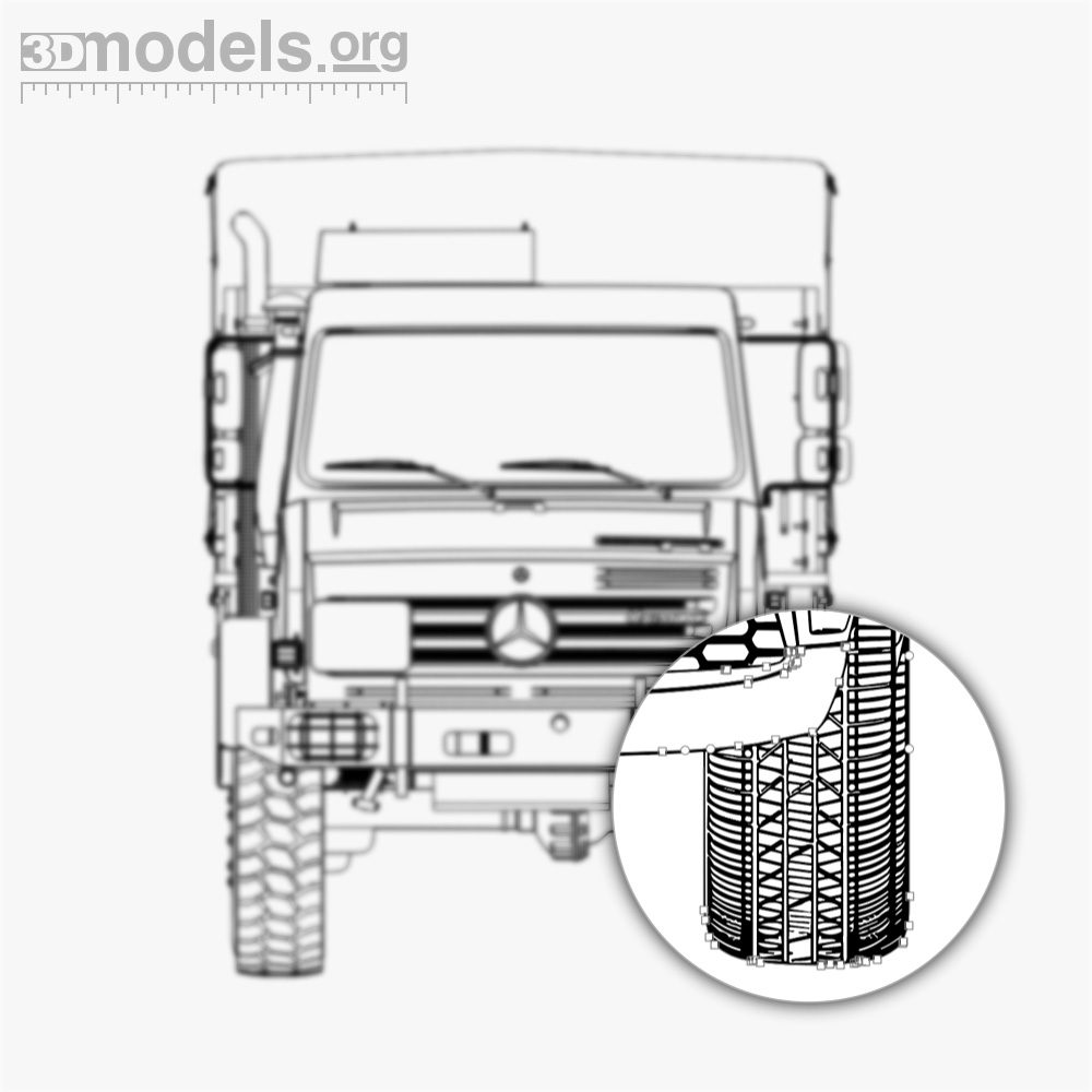 Mercedes-Benz Unimog U5000 Military Truck 2009 Vector Blueprint ...