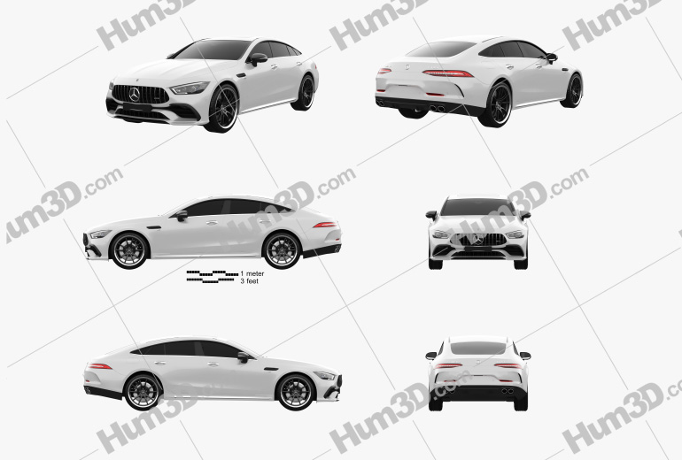 Mercedes-Benz AMG GT53 4-door coupe 2021 Blueprint Template - 3DModels.org