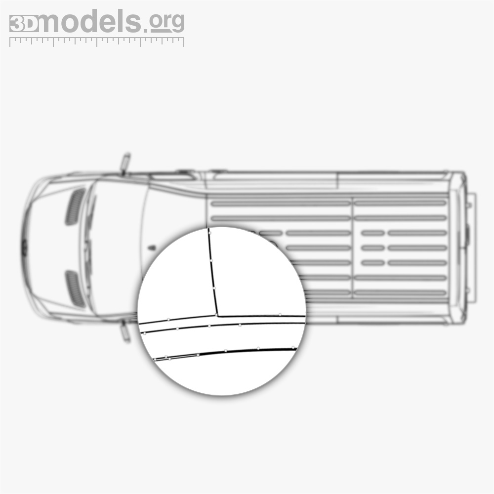 Mercedes-Benz Sprinter Фургон SWB HR 2010 Векторный Чертёж - 3DModels.org